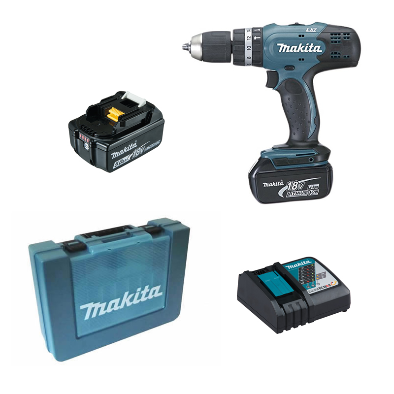 Makita DHP453RTE 2 x 5,0 Ah im Koffer - Akku Schlagbohrschrauber 18 V ...